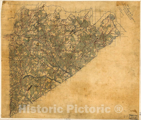 Historic 1864 Map - Map of Prince George Co, Va. - Historic Pictoric