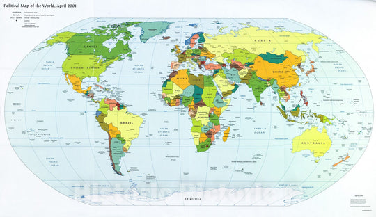 Historic 2001 Map - Political map of The World, April 2001. – Historic ...