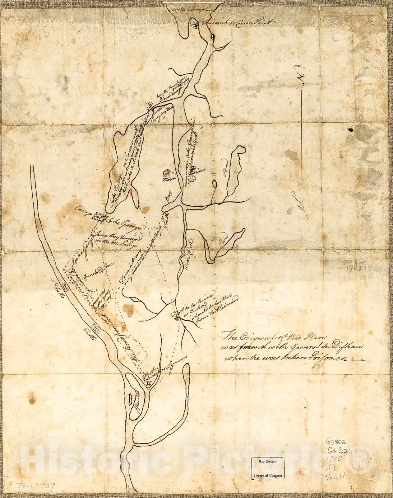 Historic 1755 Map - Fort Edward to Crown Point. – Historic Pictoric