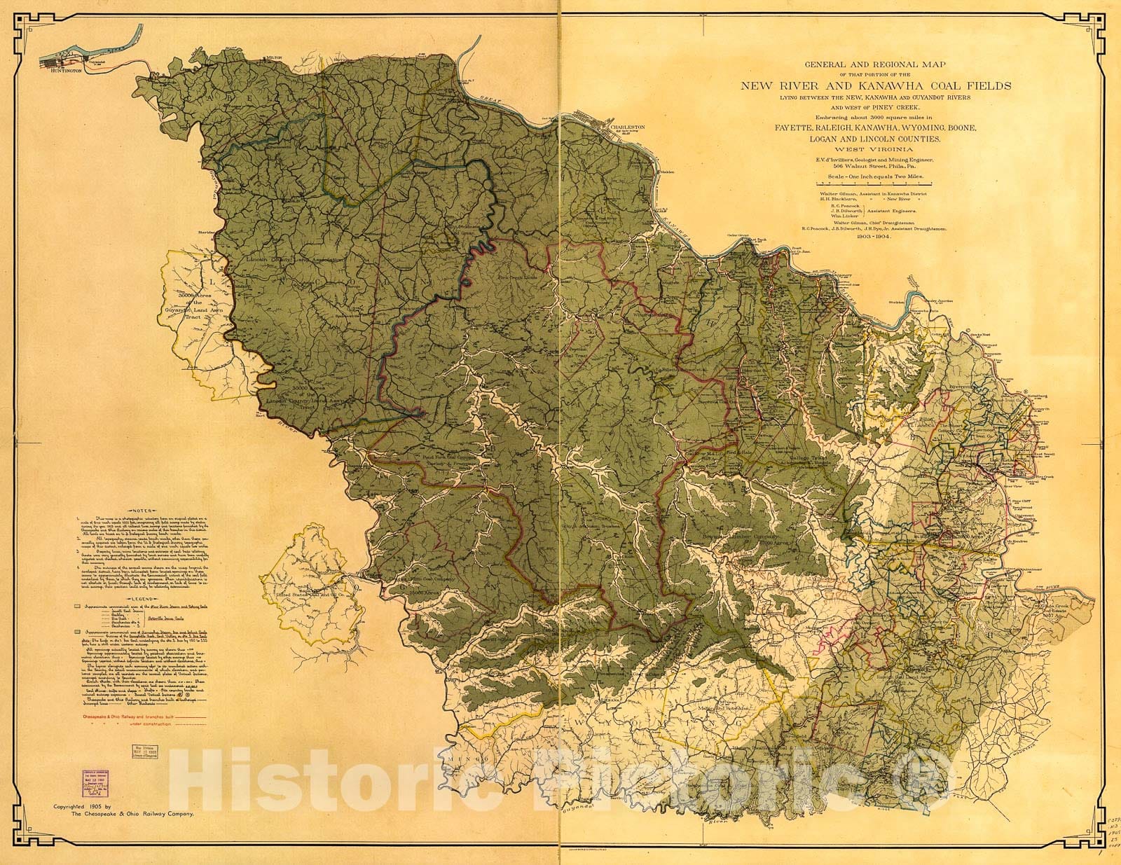 Historic 1905 Map - General and Regional map of That Portion of The Ne ...