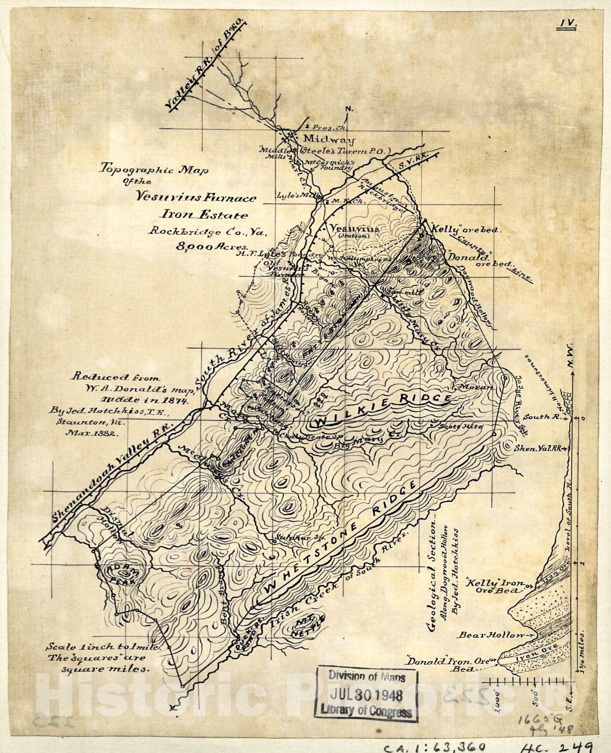 Historic 1882 Map - Topographic map of The Vesuvius Furnace Iron Estat ...