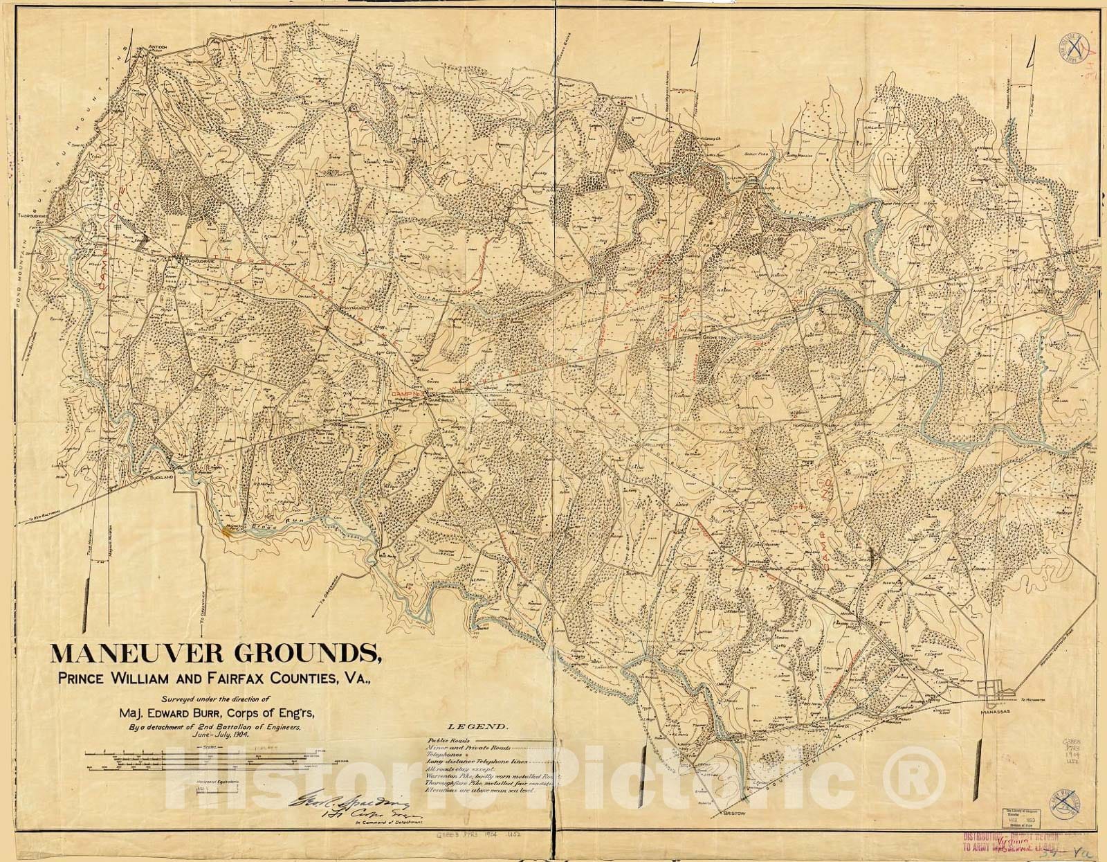 Historic 1904 Map - Maneuver Grounds, Prince Willliam and Fairfax Coun ...