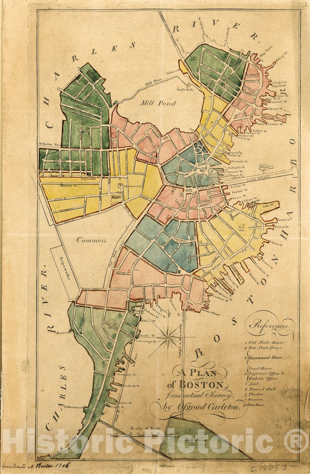 Historic 1805 Map - A Plan of Boston : from Actual Survey – Historic ...