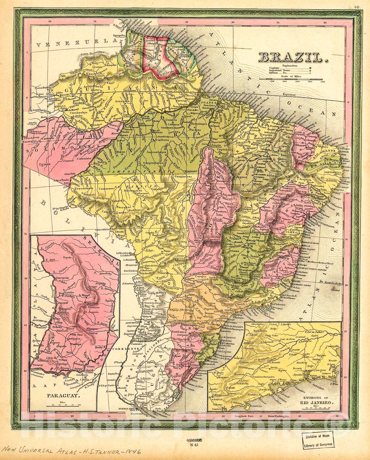 Historic 1846 Map - Brazil. – Historic Pictoric