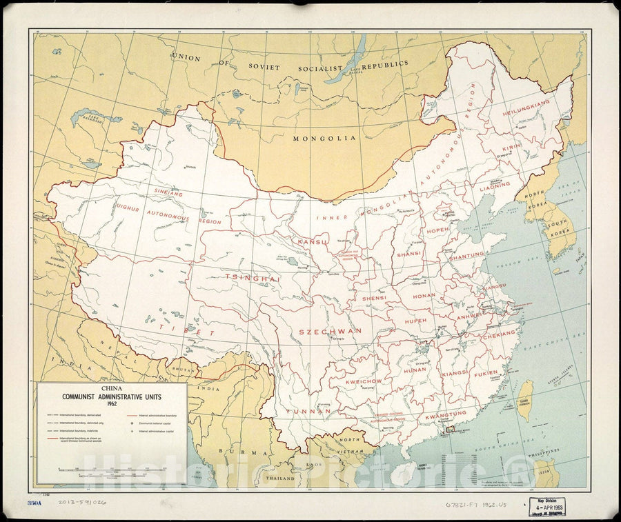 Historic 1962 Map - China, Communist Administrative Units, 1962 ...