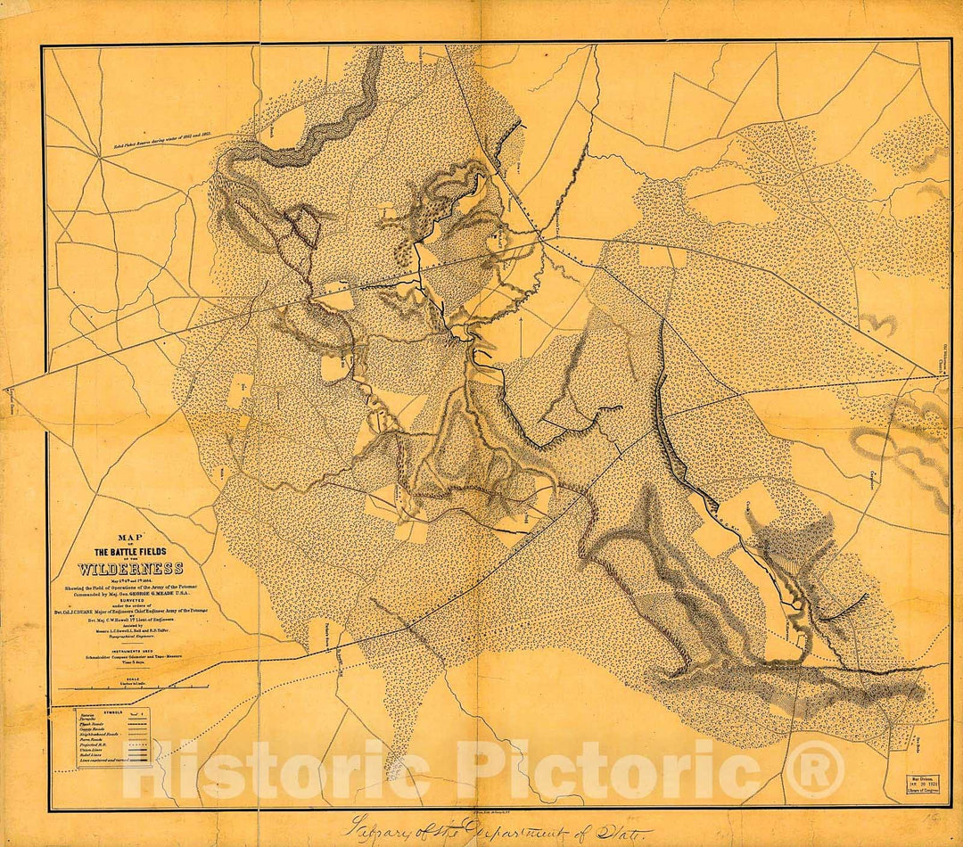 Historic 1865 Map - Map of The Battle Fields of The Wilderness, May 5t ...