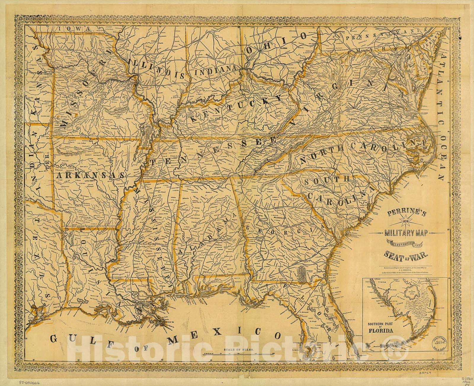 Historic 1862 Map - Perrine's New Military map Illustrating The seat o ...