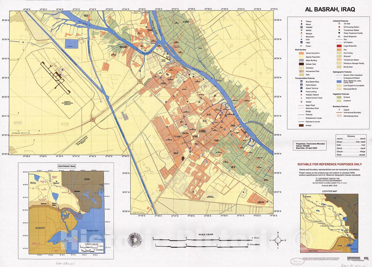 Historic 2003 Map - Al Basrah, Iraq – Historic Pictoric