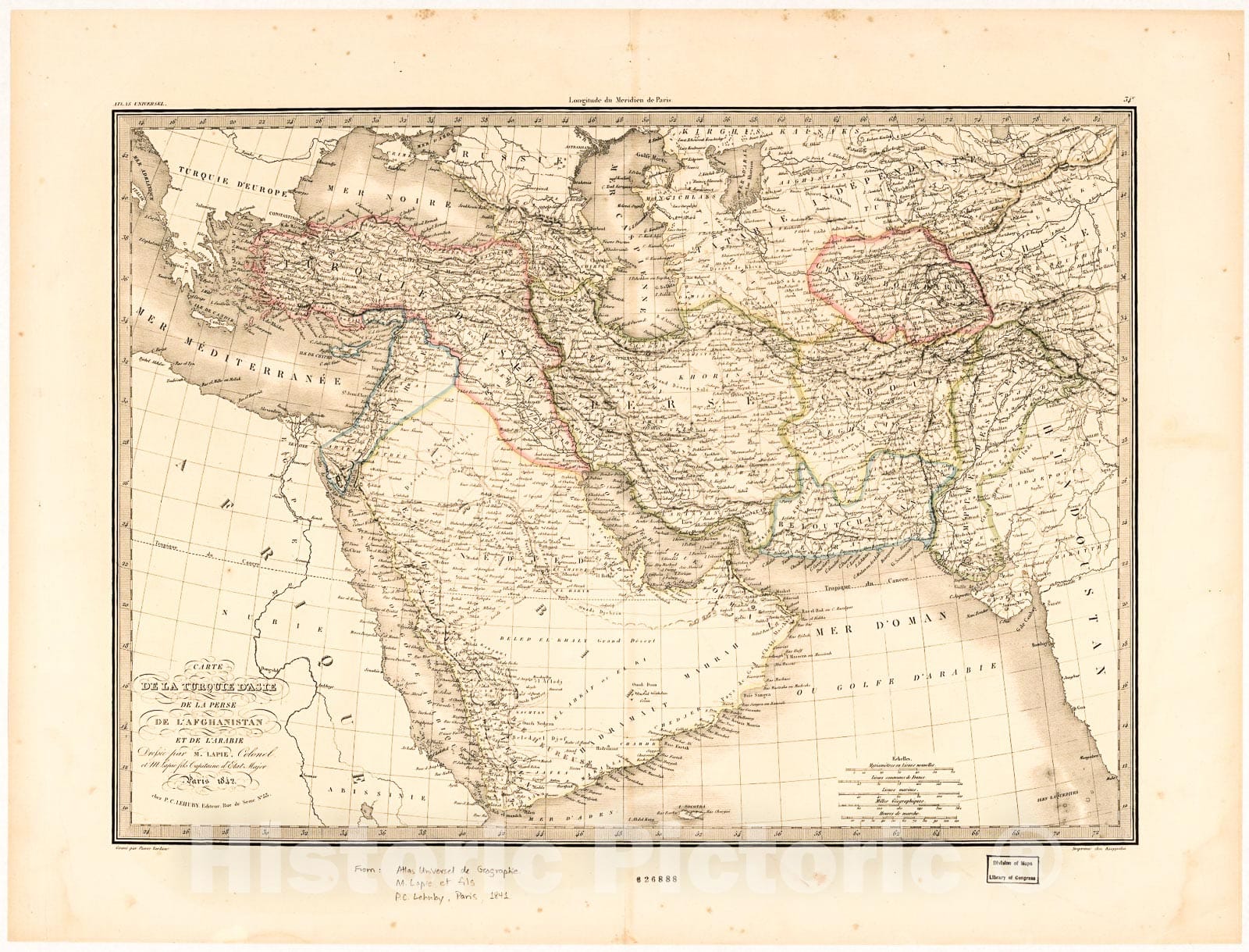 Historic 1842 Map - Carte de la Turquie D'Asie de la Perse de l'Afghan ...