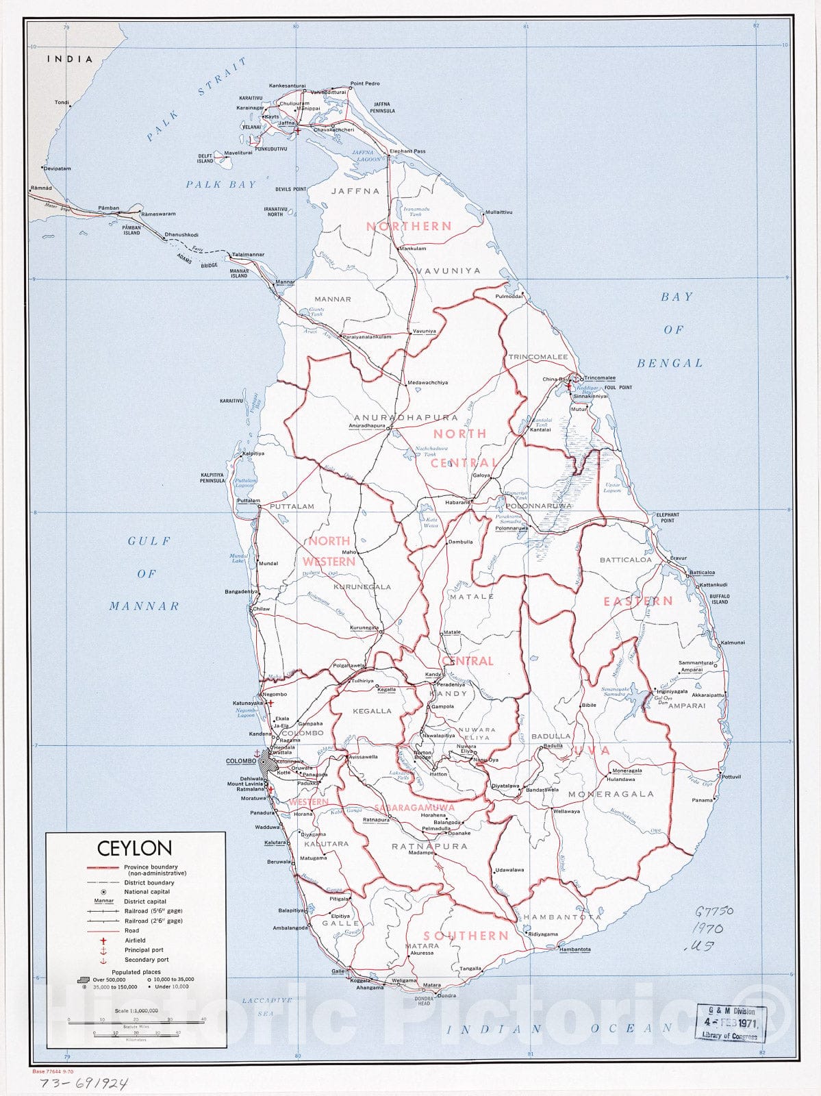 Historic 1970 Map - Ceylon. 9-70. – Historic Pictoric