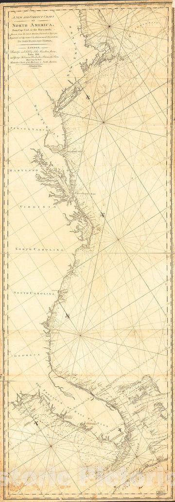 Historic 1784 Map - A New and Correct Chart of North America from Cape ...