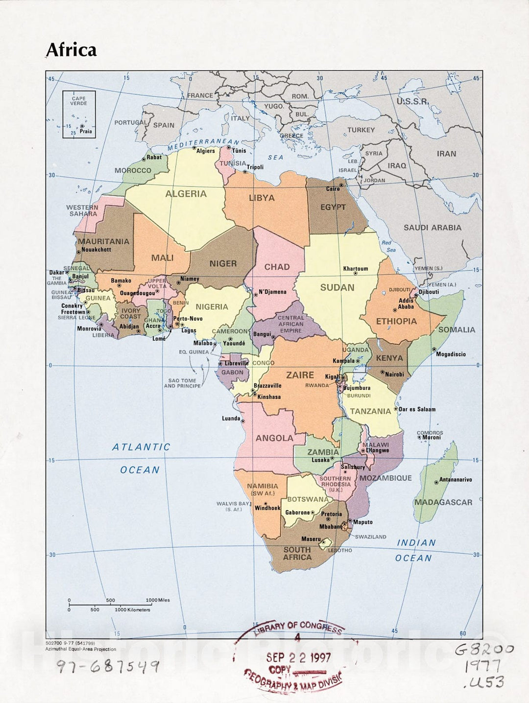 Historic 1977 Map - Africa. 2 – Historic Pictoric