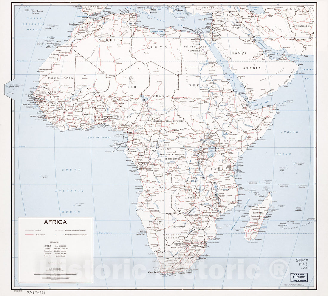 Historic 1968 Map - Africa. 12-68. – Historic Pictoric