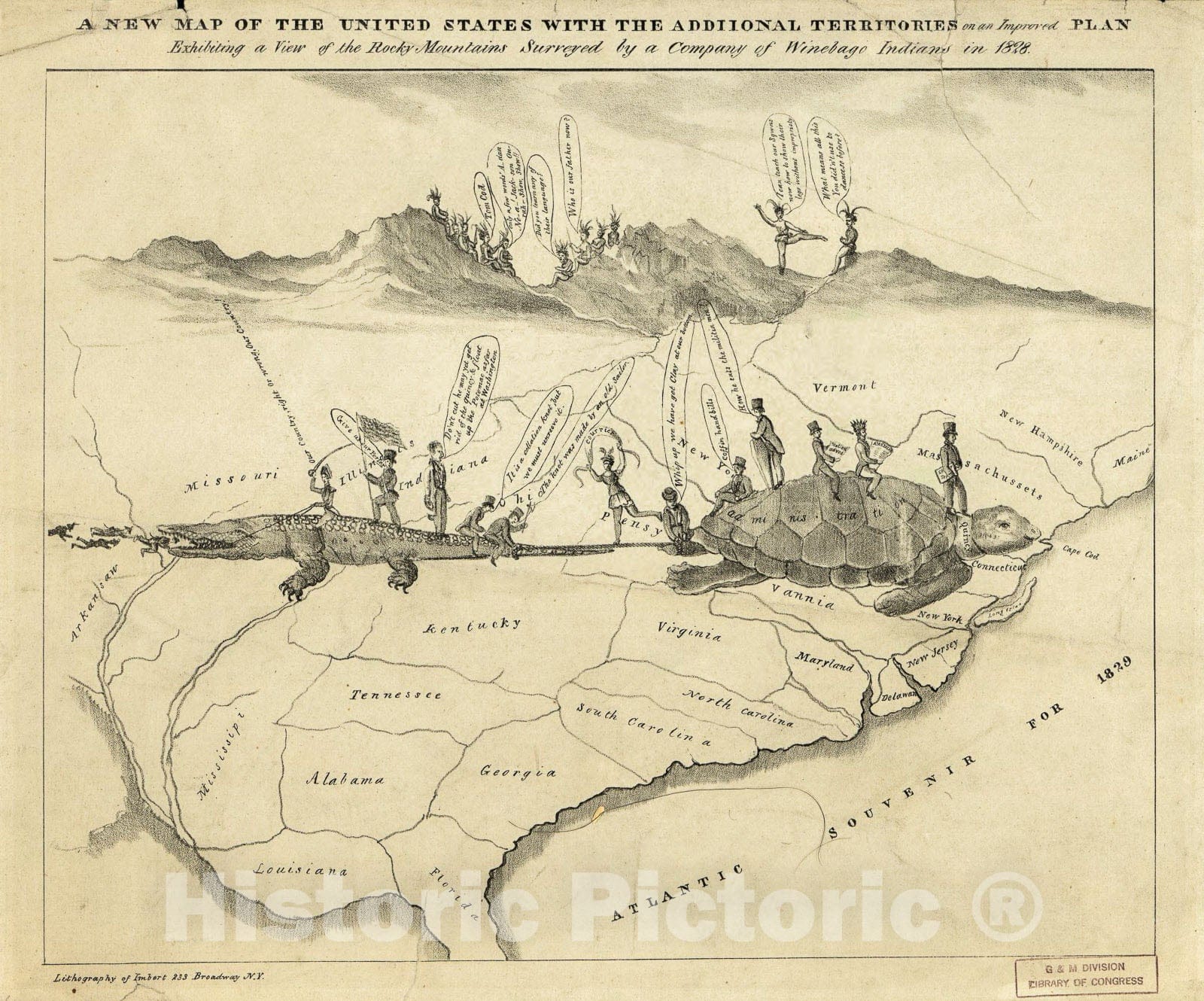 Historic 1828 Map - A New map of The United States with The Additional ...