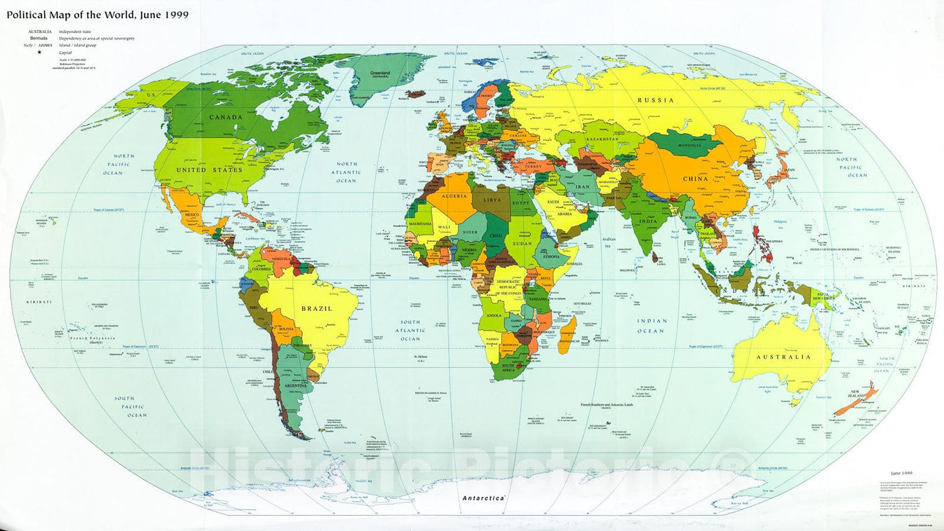 Historic 1999 Map - Political map of The World, June 1999. – Historic ...