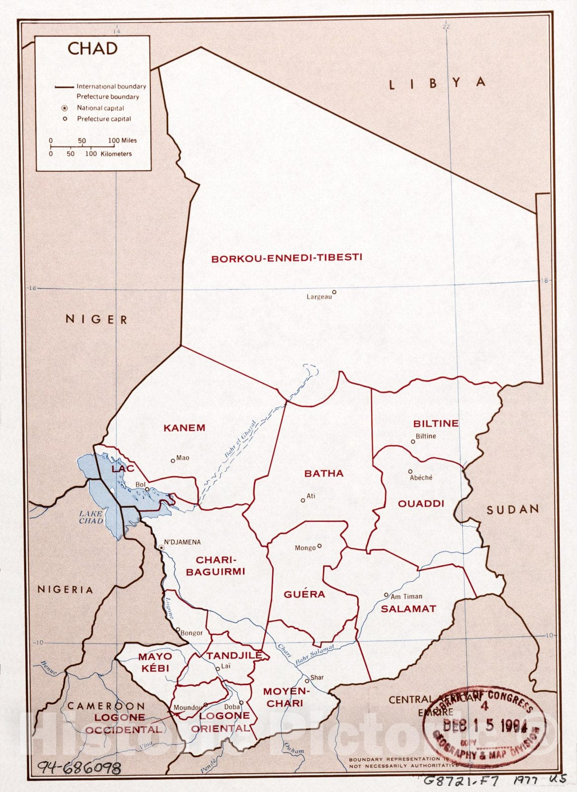 Historic 1977 Map - Chad : Administrative divisions – Historic Pictoric