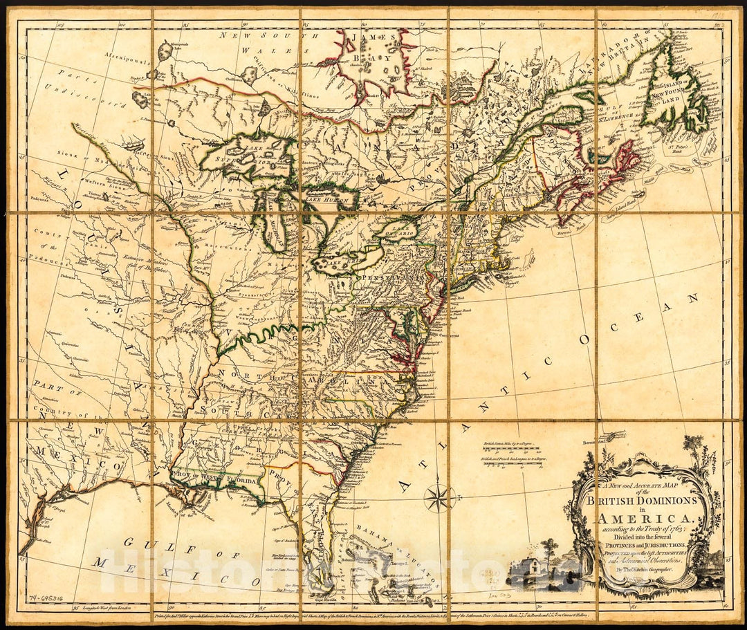 Historic 1763 Map - A New and Accurate map of The British dominions in ...