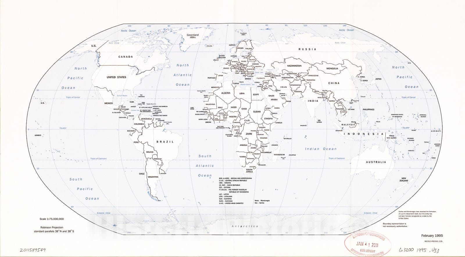 Historic 1995 Map - Political map of The World, February 1995 ...