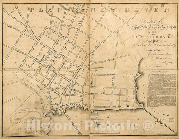 Historic 1817 Map - Plan of New Haven - Historic Pictoric