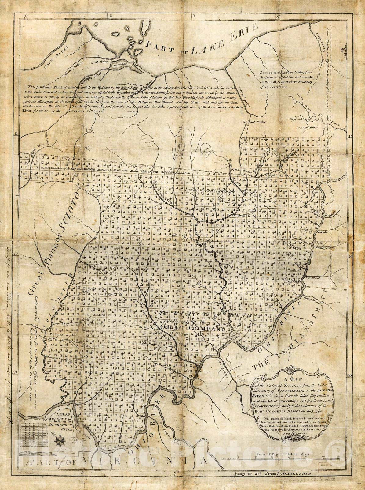 Historic 1785 Map - A map of The Federal Territory from The Western Bo ...