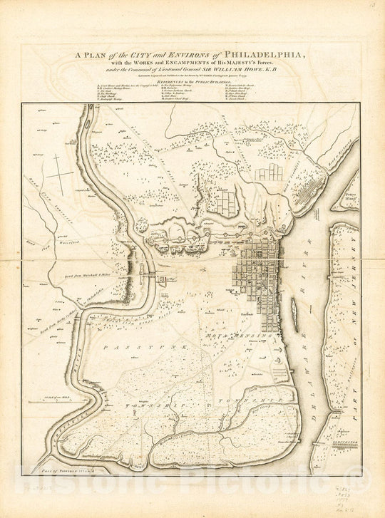 Historic 1779 Map - A Plan of The City and Environs of Philadelphia ...
