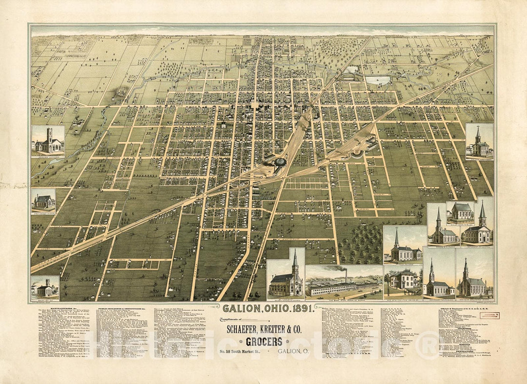 Historic 1891 Map - Galion, Ohio, 1891 – Historic Pictoric