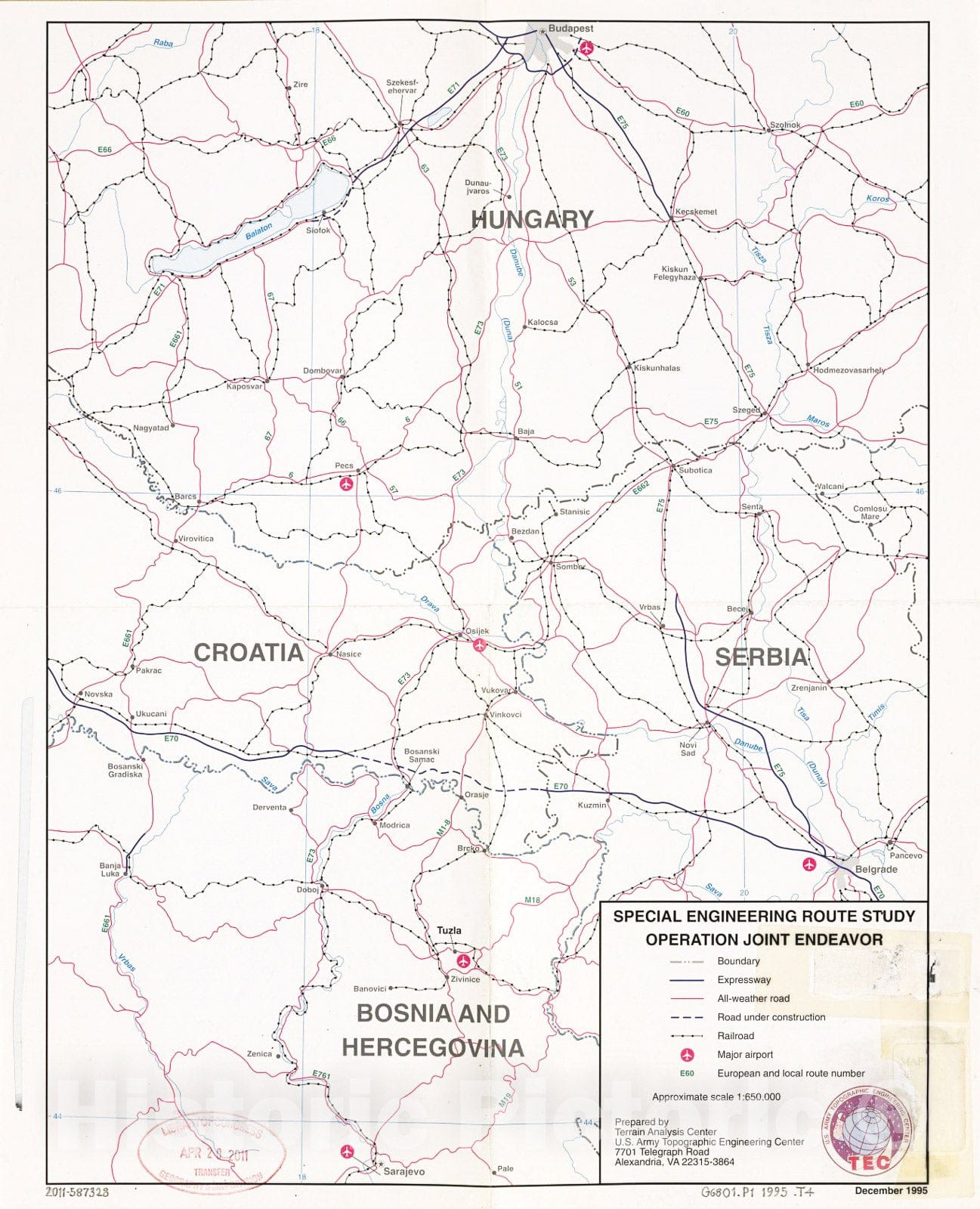 Historic 1995 Map - Special Engineering Route Study Operation Joint En ...