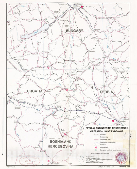 Historic 1995 Map - Special Engineering Route Study Operation Joint En ...