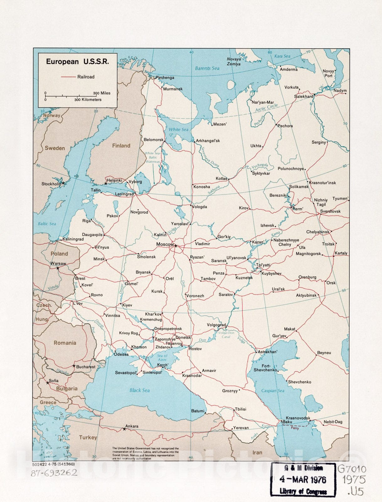 Historic 1975 Map - European U.S.S.R. – Historic Pictoric