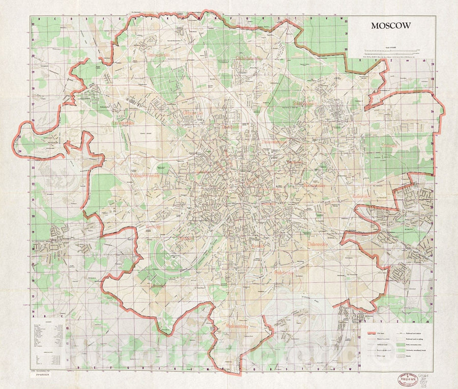 Historic 1957 Map - Moscow. – Historic Pictoric