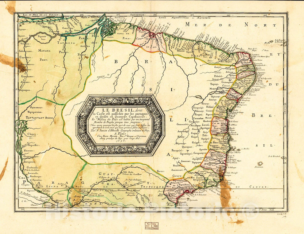 Historic 1656 Map - Le Bresil. – Historic Pictoric
