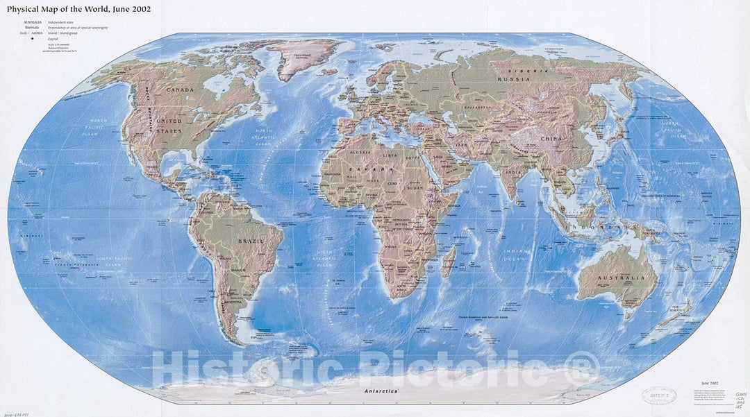 Historic 2002 Map - Physical map of The World, June 2002. – Historic ...