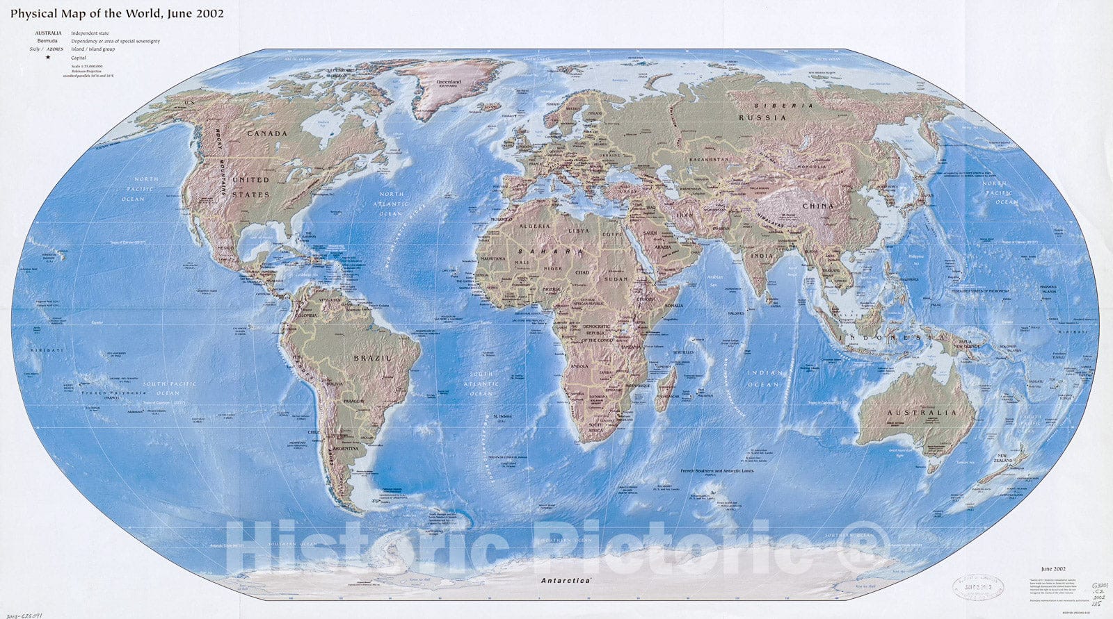 Historic 2002 Map - Physical map of The World, June 2002. – Historic ...