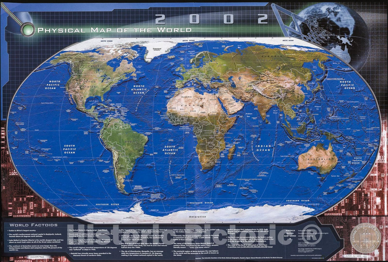 Historic 2002 Map - Physical map of The World, 2002. – Historic Pictoric