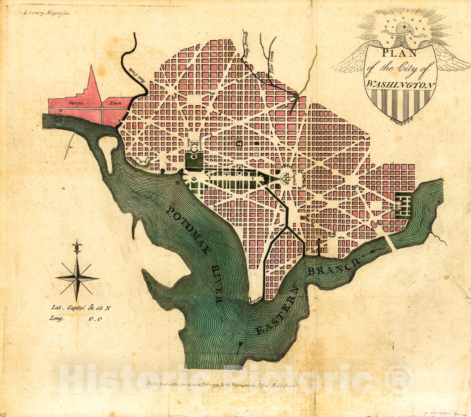 Historic 1793 Map - Plan of The City of Washington. – Historic Pictoric