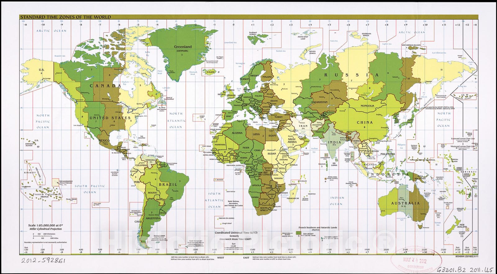 Historic 2011 Map - Standard time Zones of The World. – Historic Pictoric
