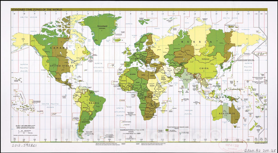 Historic 2011 Map - Standard time Zones of The World. – Historic Pictoric