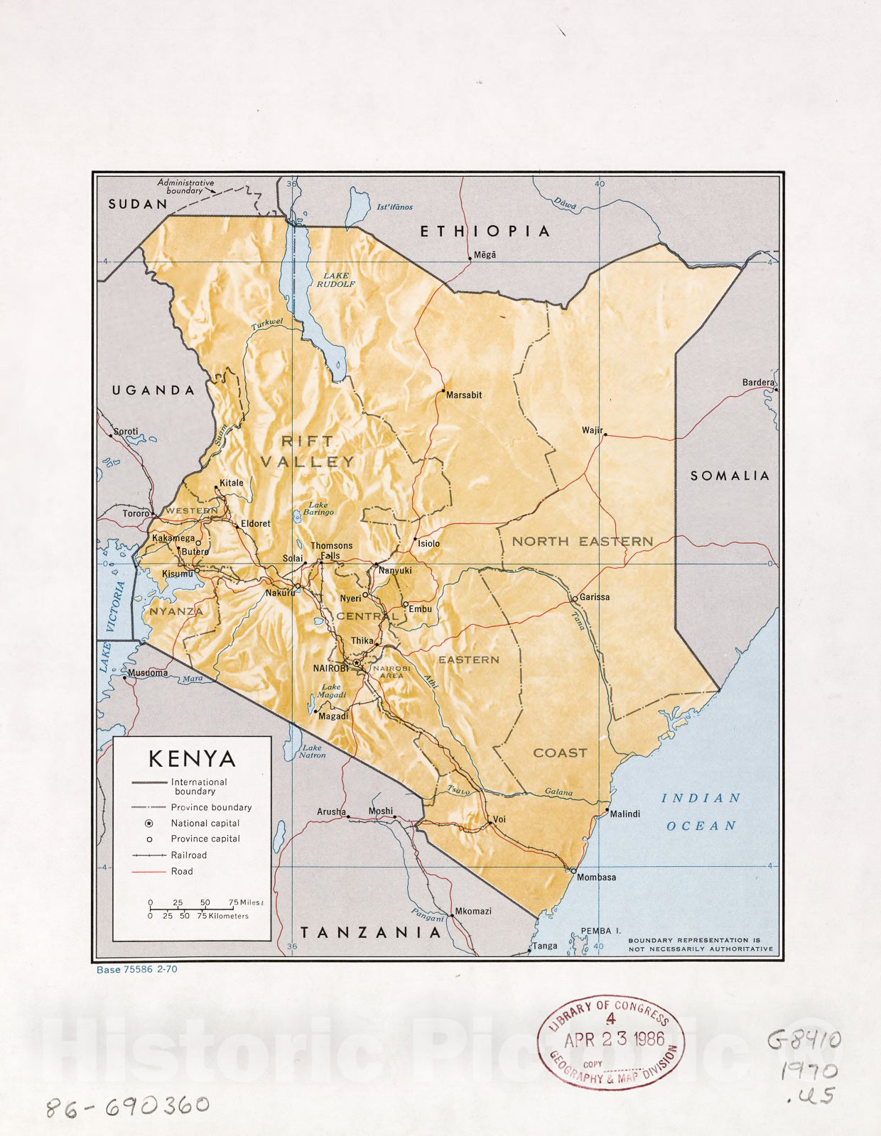 Historic 1970 Map - Kenya. 1 – Historic Pictoric