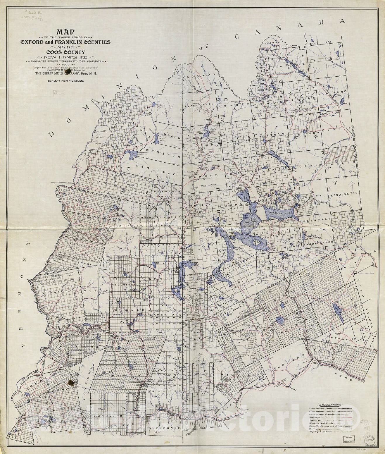 Historic 1899 Map - Map of The Timber Lands in Oxford and Franklin Cou ...