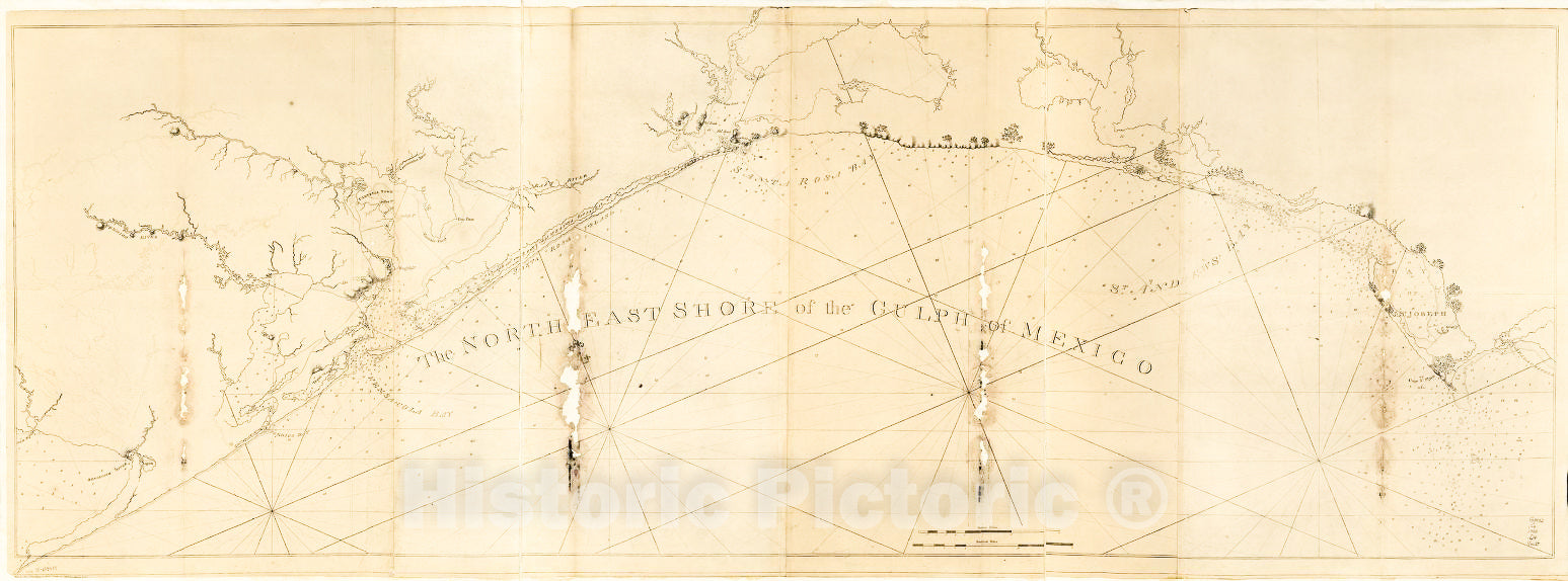 Historic 1780 Map - The North East Shore of The Gulph of Mexico ...