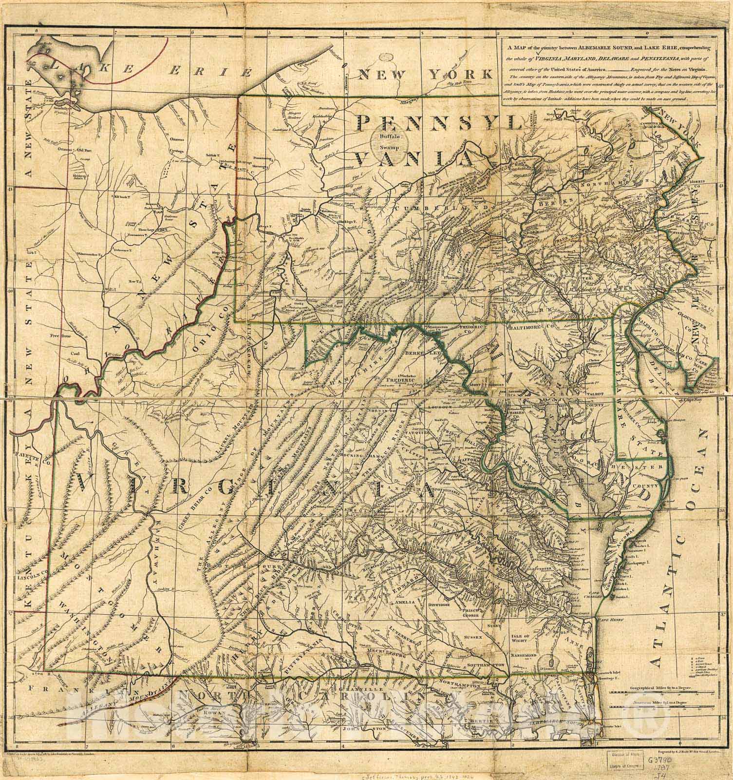 Historic 1787 Map - A map of The Country Between Albemarle Sound, and ...