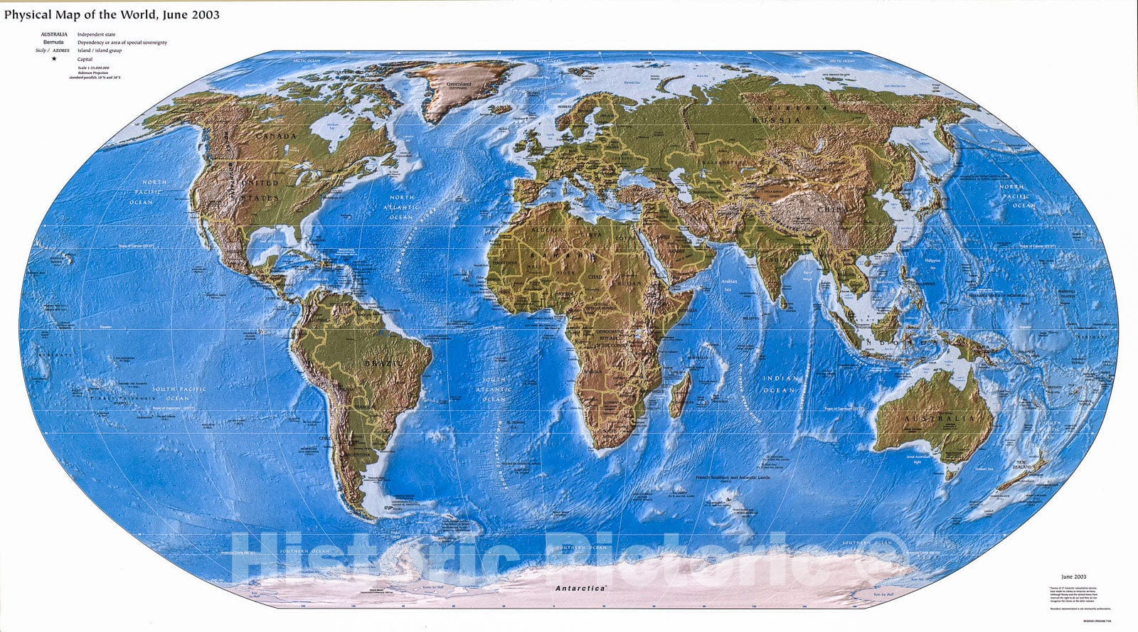 Historic 2003 Map - Physical map of The World, June 2003. – Historic ...