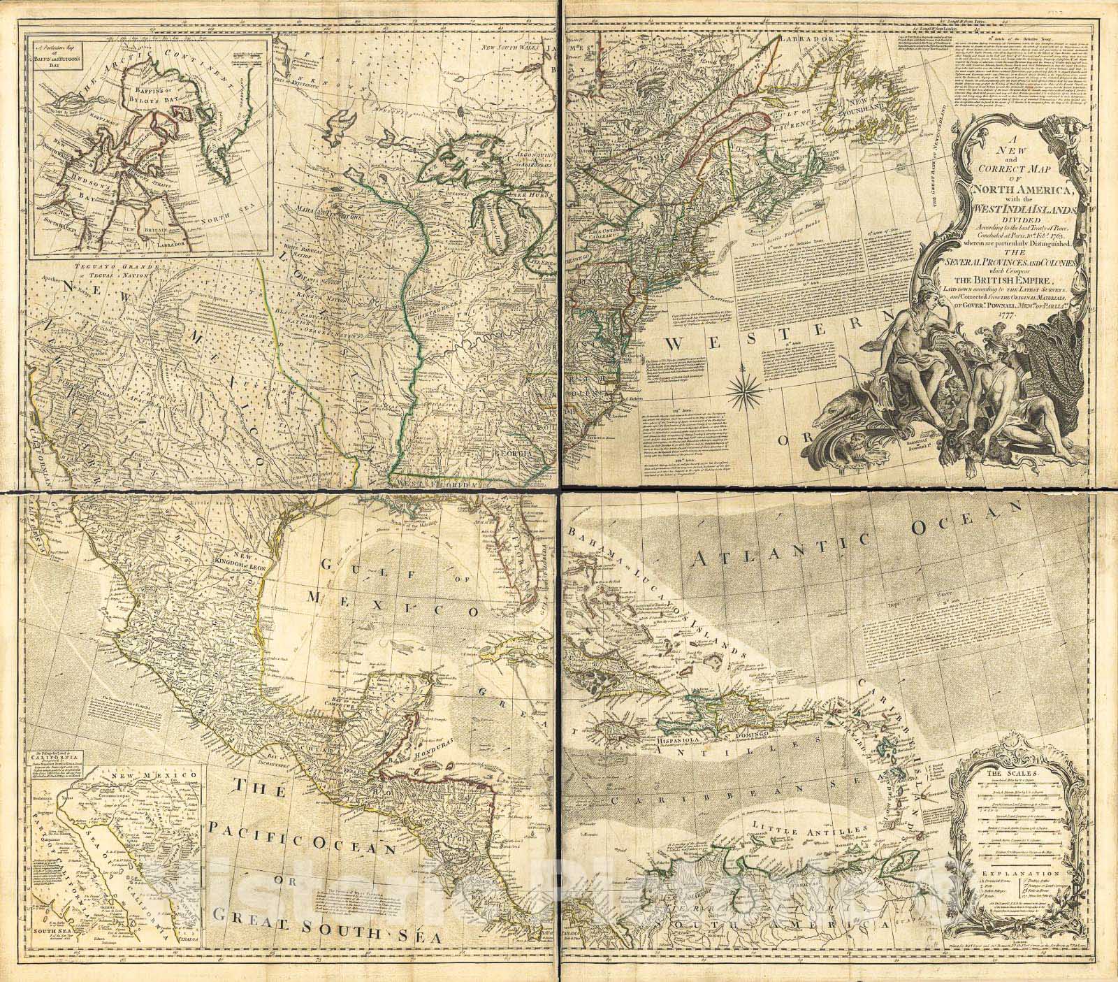 Historic 1779 Map - A New and Correct map of North America; with The W ...