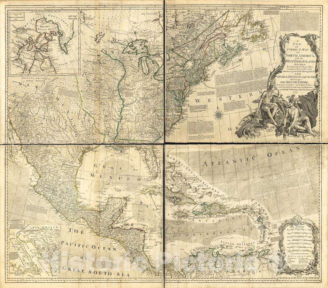 Historic 1779 Map - A New and Correct map of North America; with The W ...