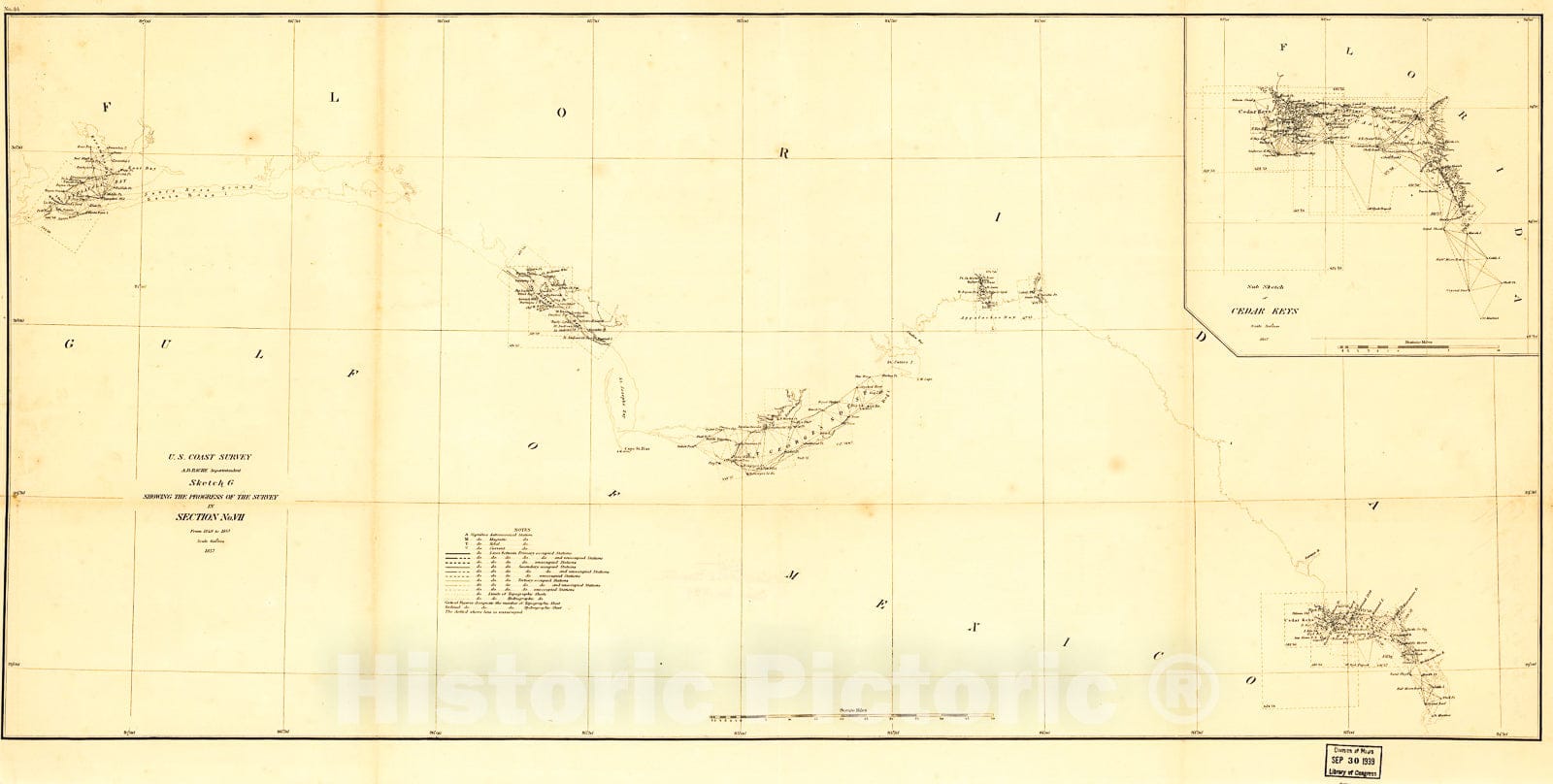 Historic 1857 Map - Sketch G Showing The Progress of The Survey in Sec ...