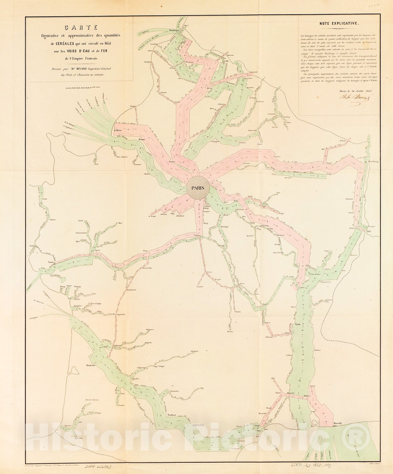 Historic 1853 Map - Carte figurative et approximative des quantitÃ©s d ...