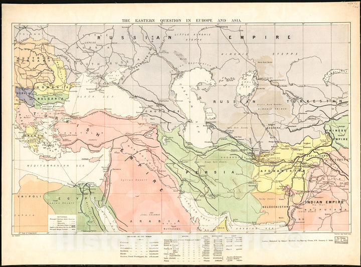 Historic 1886 Map - The Eastern question in Europe and Asia – Historic ...