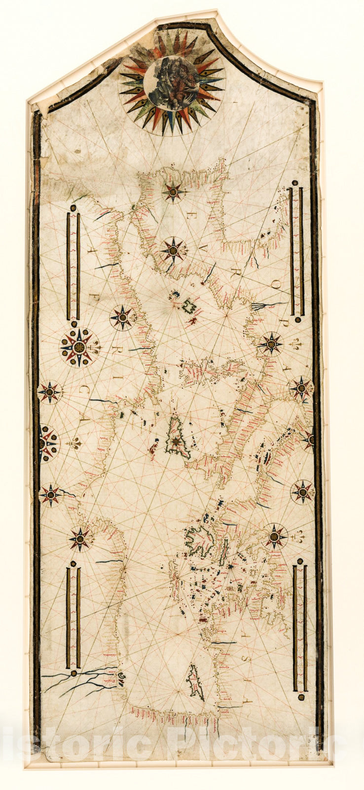 Historic 1550 Map - Portolan Chart of The Mediterranean and Connecting ...