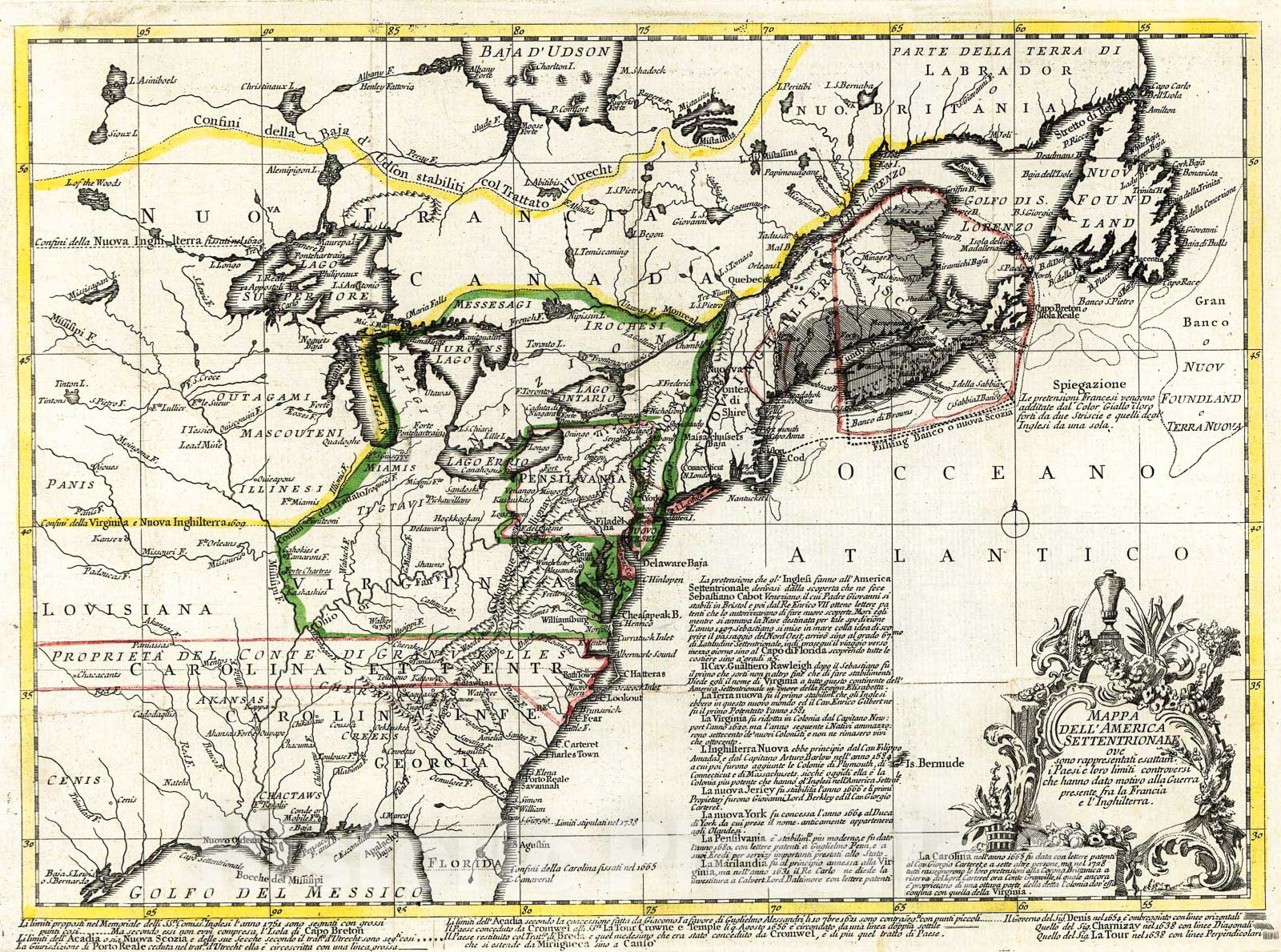 Historic 1758 Map - Mappa dell' America Settentrionale : ove sono rapp ...