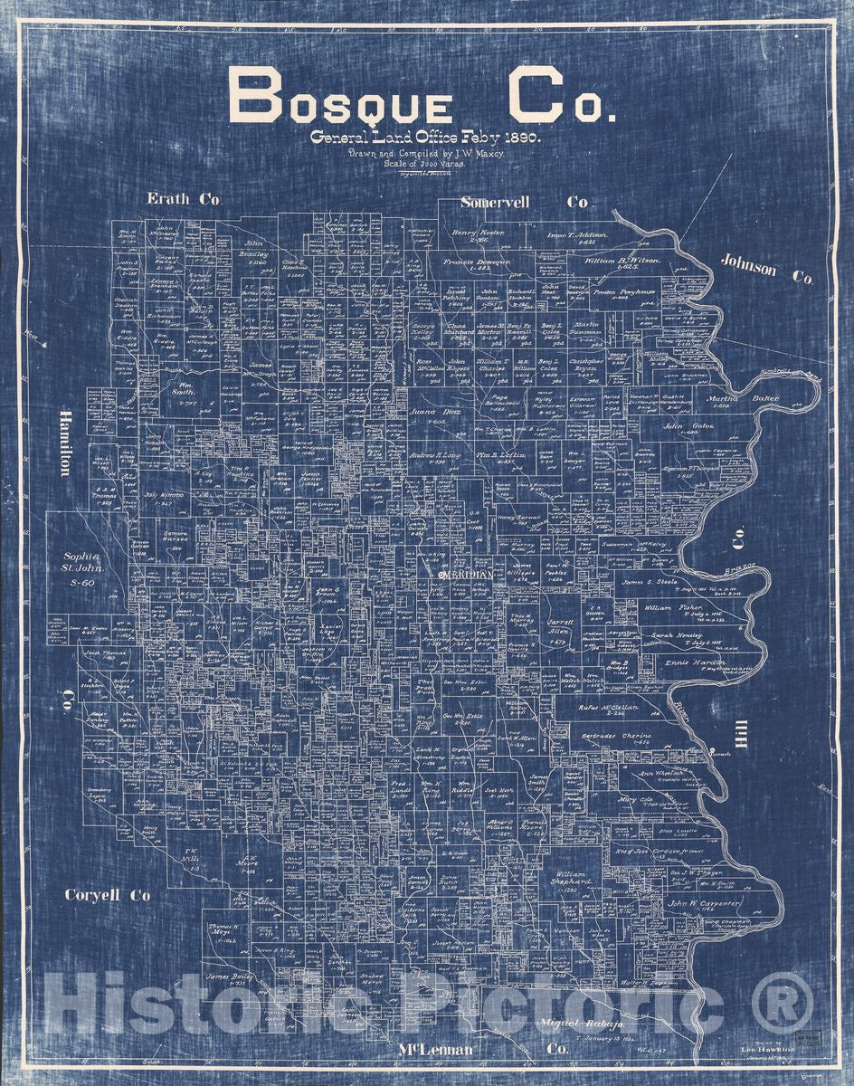 Historic 1890 Map - Bosque County - Historic Pictoric